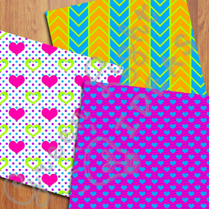 Bright Neon Party Digital Paper Pack, Neon Digital Papers, Party ...