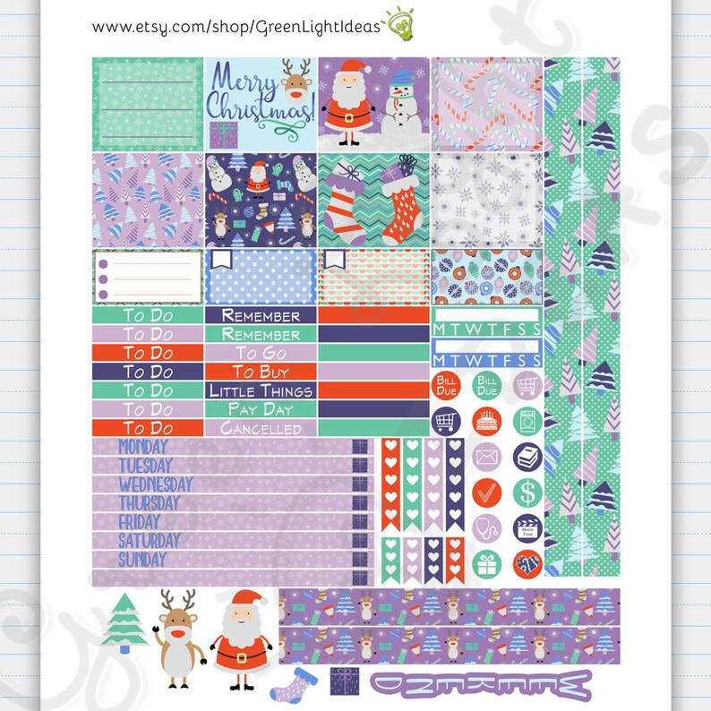 Winter Christmas MINI Happy Planner Stickers, Christmas Printable ...