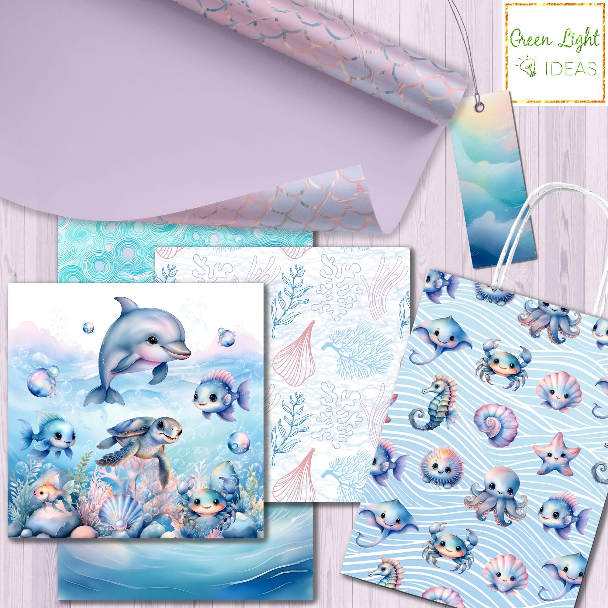 Sea Animals Digital Papers, Ocean Backgrounds, Under the Sea Printable ...