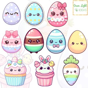 Cute Easter Clipart, Kawaii Bunny Sublimation Graphics, Easter Chicken ...