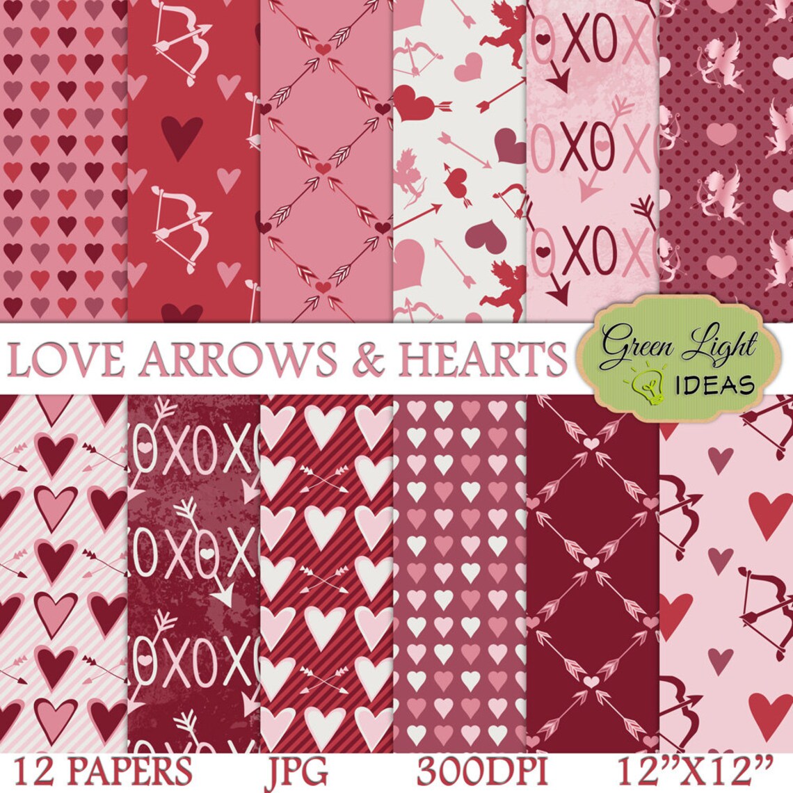 Valentine Digital Paper Pack, Love Printable Paper, Commercial Use ...