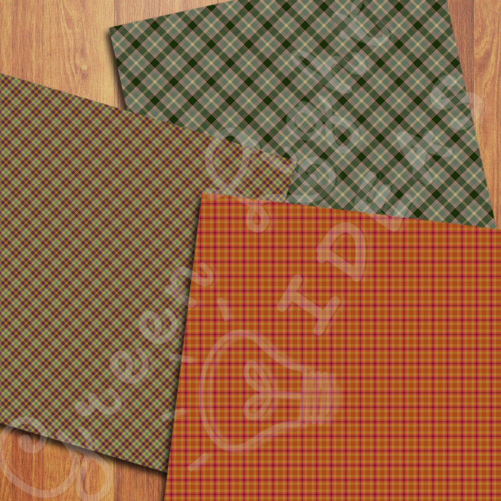 Fall Plaid Digital Papers Autumn Digital Papers Thanksgiving - Etsy