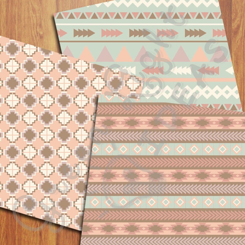 Earth Tribal Digital Papers, Tribal Arrows Scrapbook Paper, Aztec ...