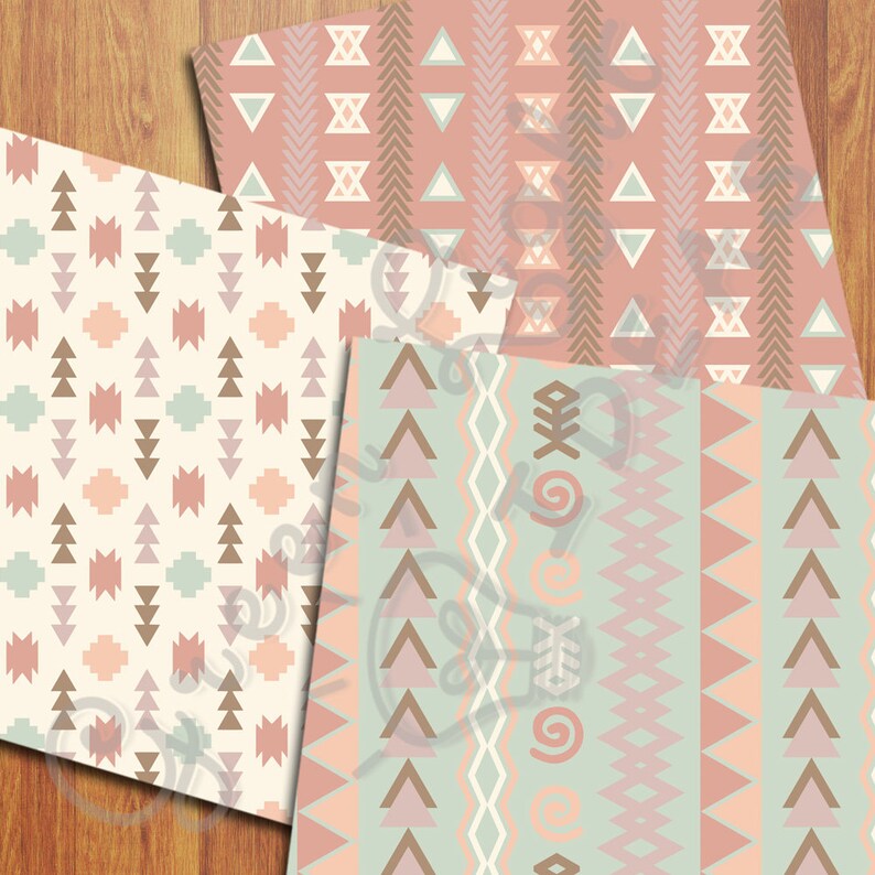 Earth Tribal Digital Papers, Tribal Arrows Scrapbook Paper, Aztec ...
