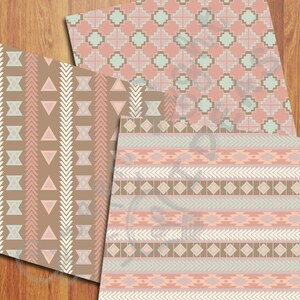 Earth Tribal Digital Papers, Tribal Arrows Scrapbook Paper, Aztec ...