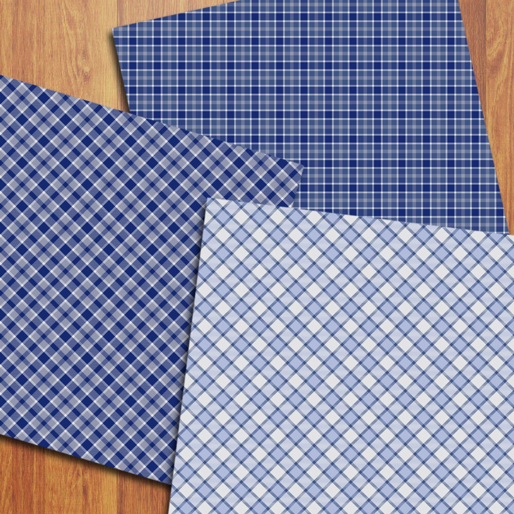 Winter Plaid Tartan Digital Paper Pack, Blue Plaid Digital Paper ...