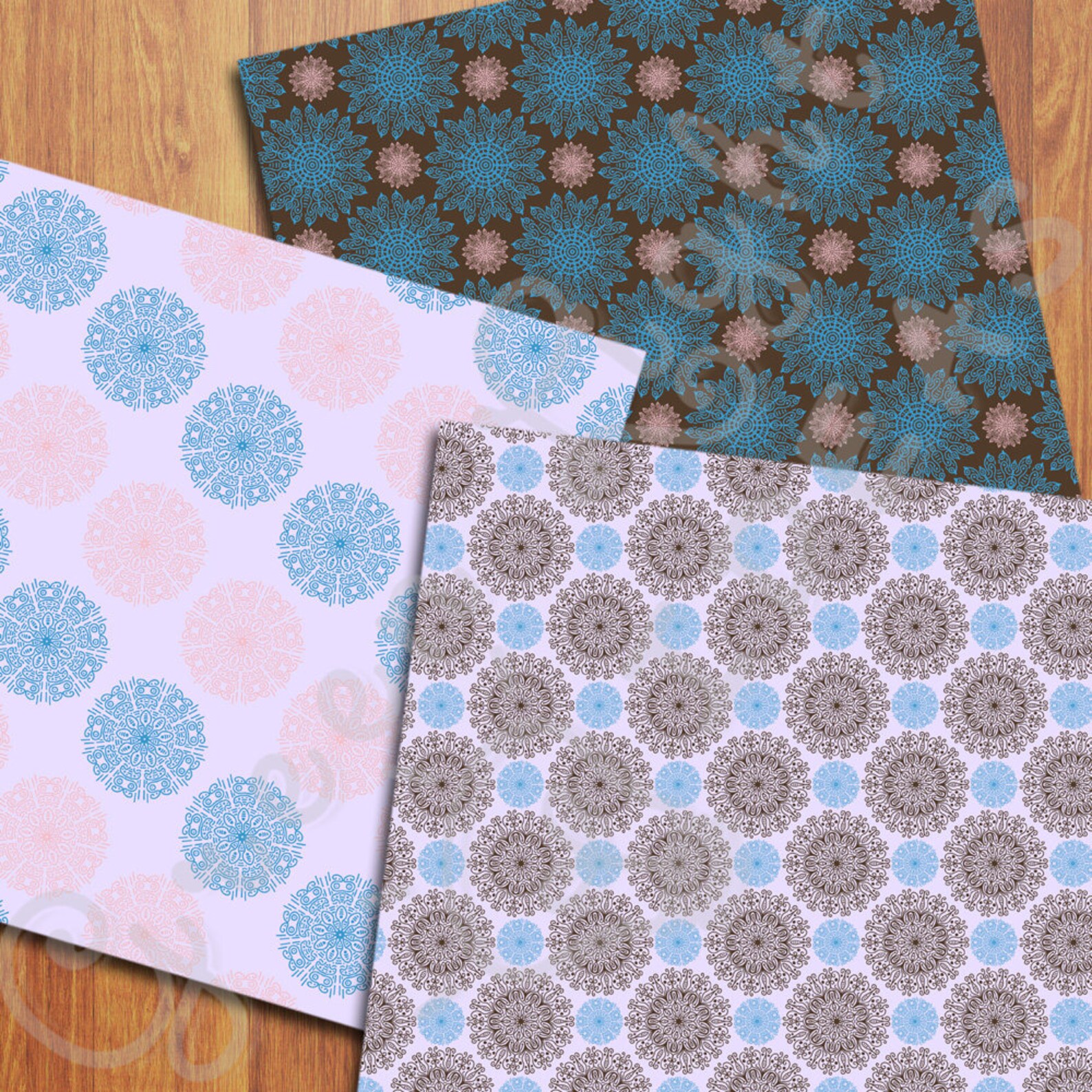 Boho Mandalas Digital Papers, Boho Papers, Mandala Digital Scrapbook ...