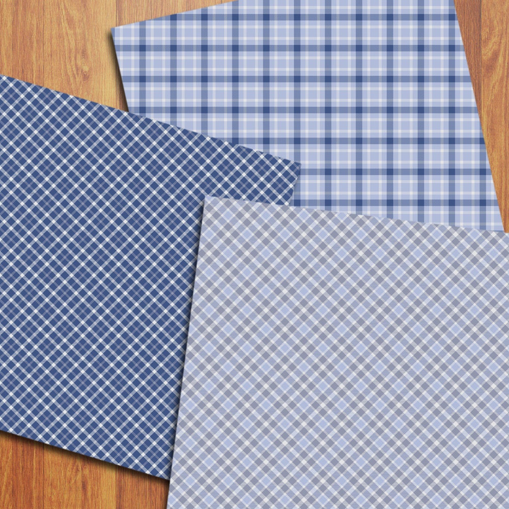Winter Plaid Tartan Digital Paper Pack, Blue Plaid Digital Paper ...