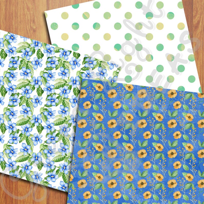 Watercolor Floral Scrapbook Paper, Floral Digital Papers, Watercolor ...