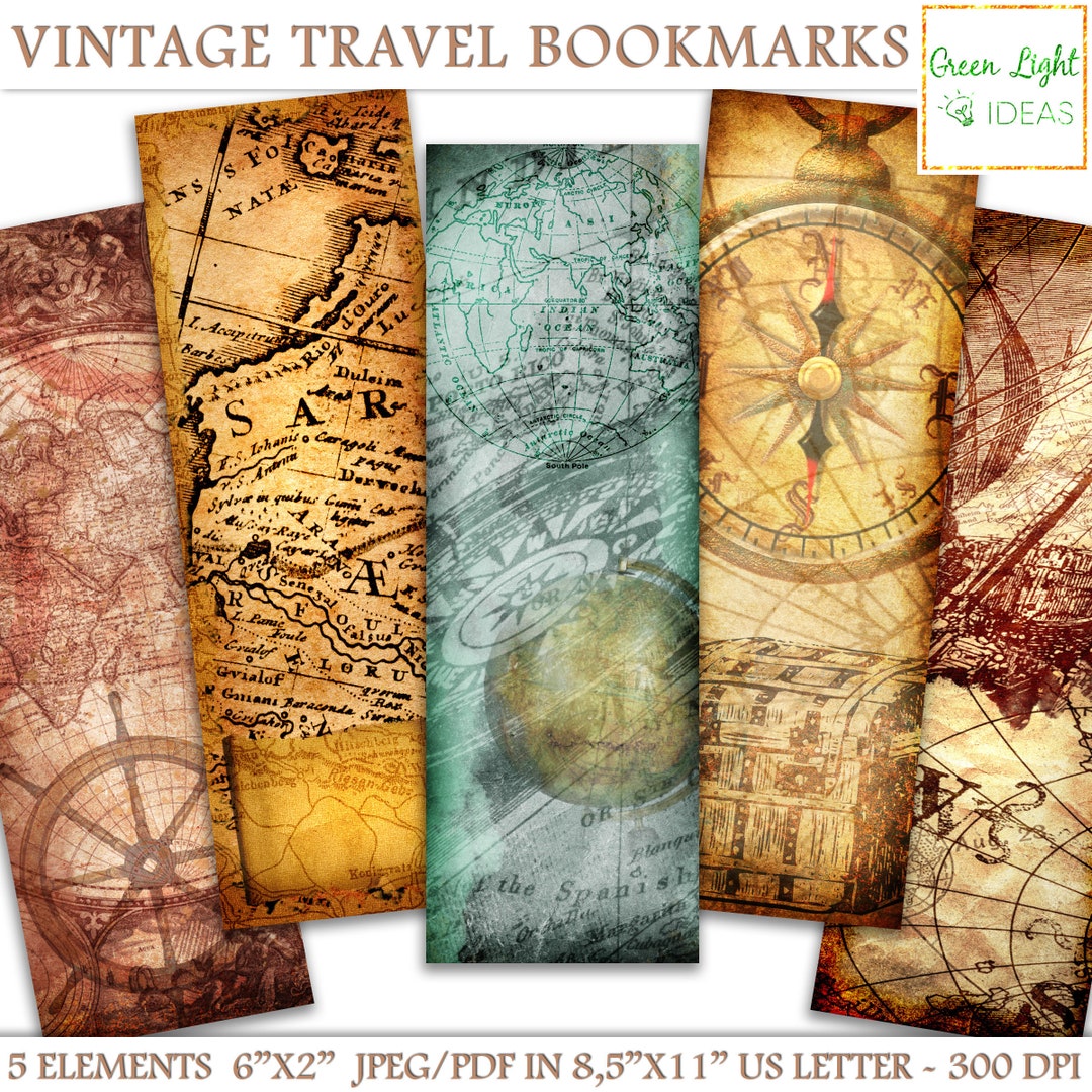 Digital Bookmarks, Vintage Travel Bookmarks, Printable Bookmarks ...