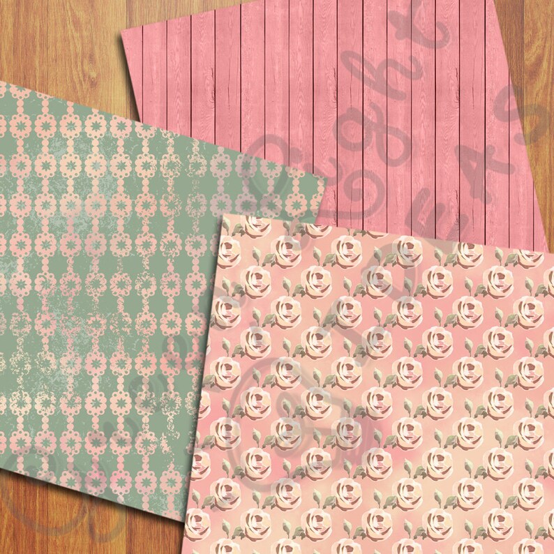 Country Flowers Digital Papers, Shabby Scrapbook Papers, Floral ...