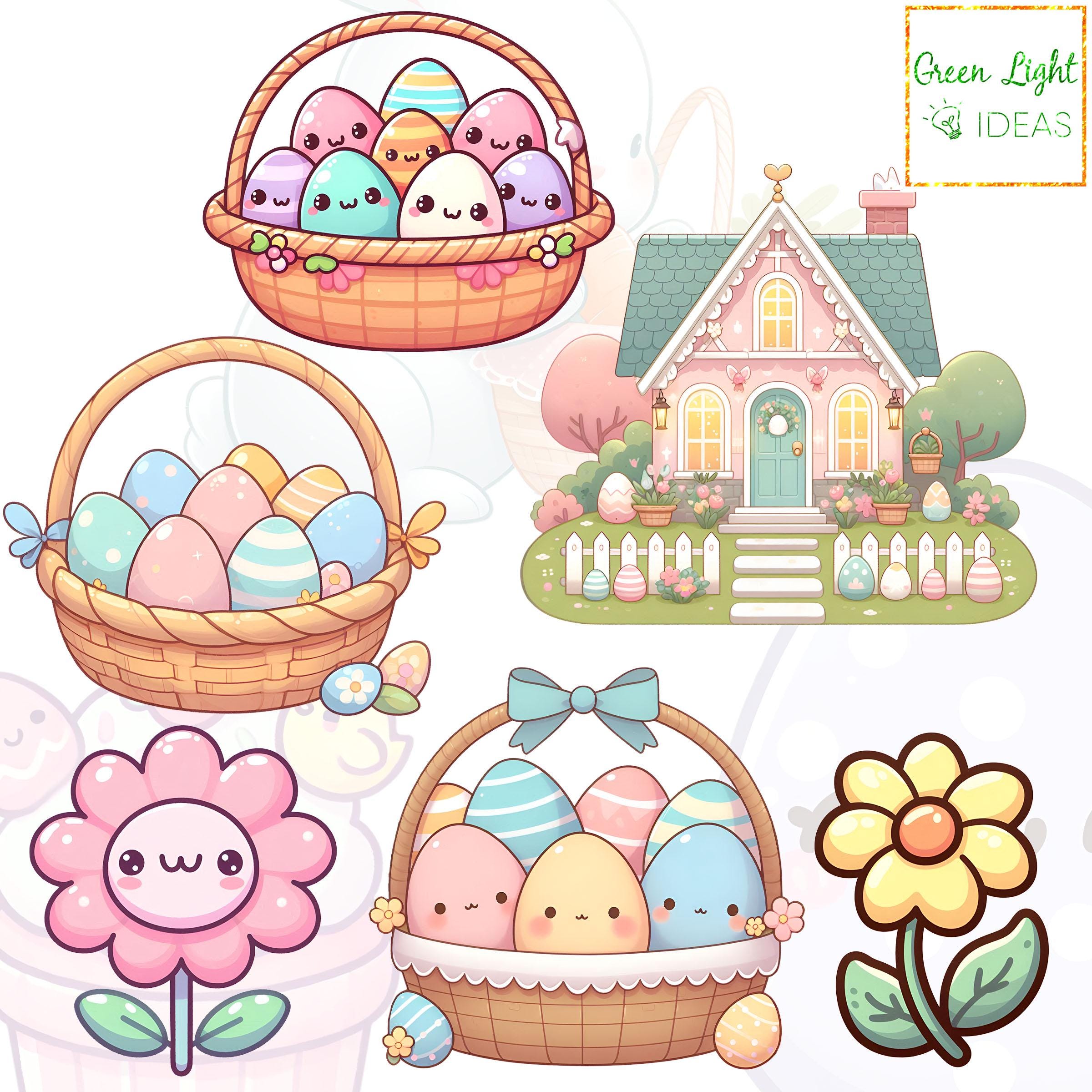 Cute Easter Clipart, Kawaii Bunny Sublimation Graphics, Easter Chicken ...