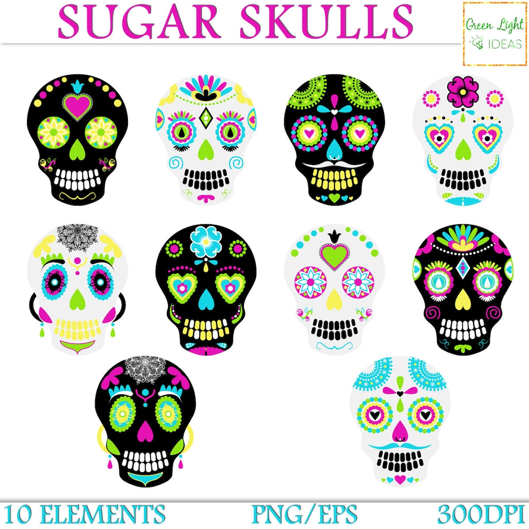 Clipart Sugar Skulls Clipart Halloween Clipart Day Of The - Etsy France