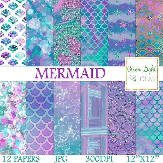 Mermaid Digital Papers Mermaid Scales Printable Papers - Etsy