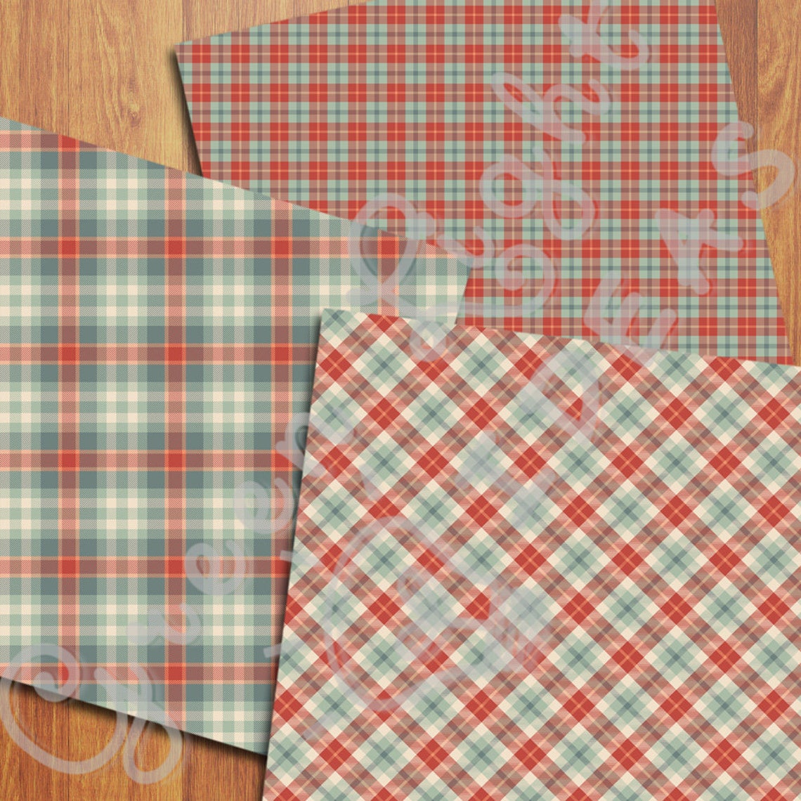 Christmas Plaid Digital Paper, Holiday Digital Papers, Plaid ...