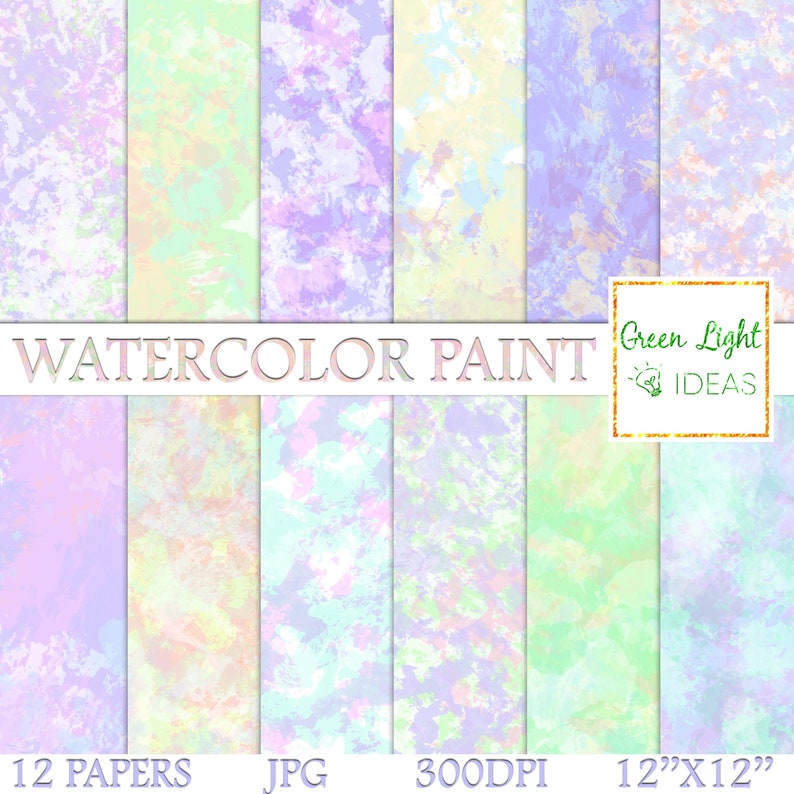 Watercolor Paint Digital Paper Pastel Printable Paper Pastel - Etsy