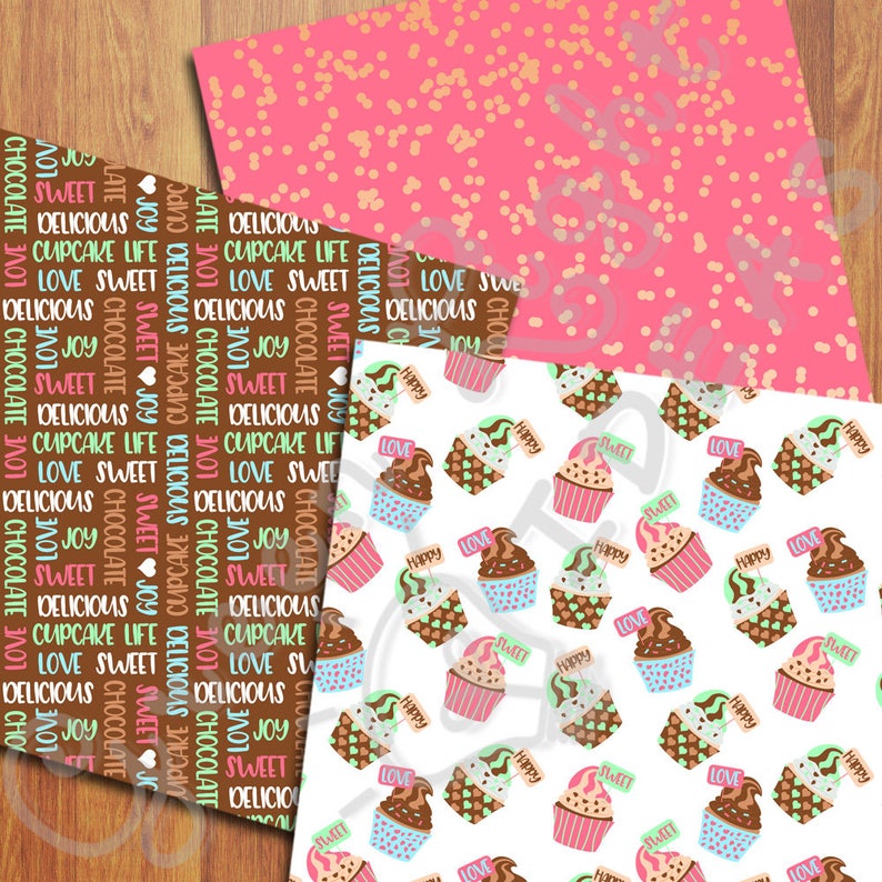 Cupcakes Digital Papers, Cupcake Backgrounds, Cupcake Patterns ...
