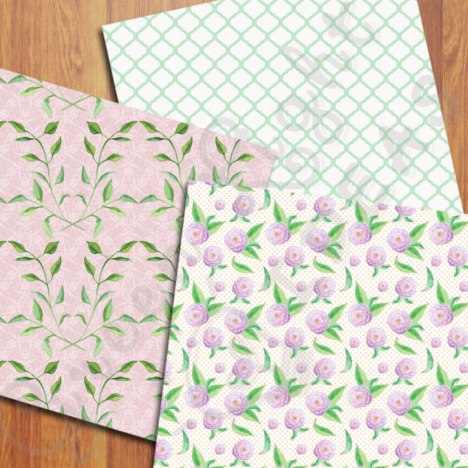 Watercolor Floral Digital Papers, Watercolor Flowers Scrapbook Papers ...