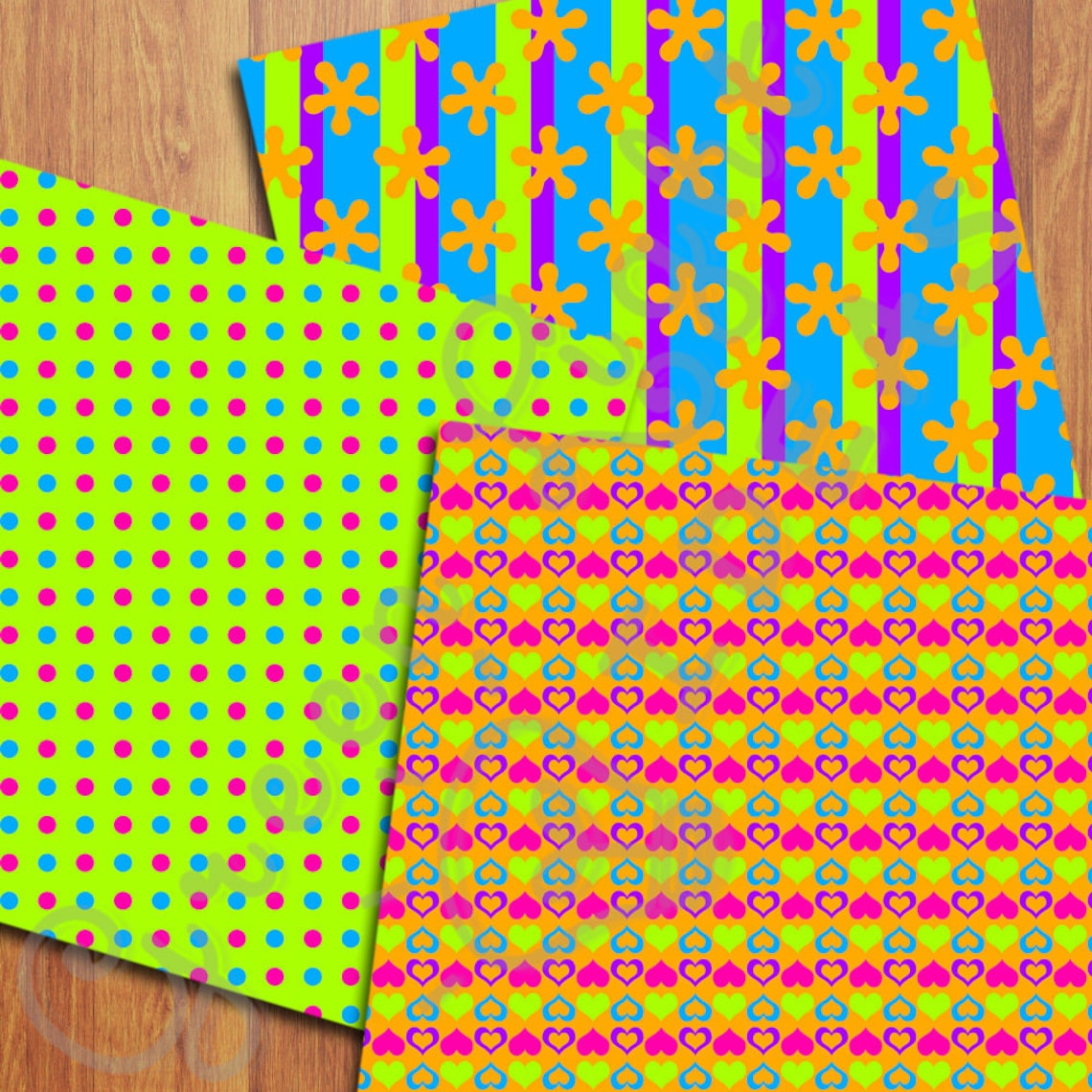 Bright Neon Party Digital Paper Pack, Neon Digital Papers, Party ...