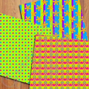 Bright Neon Party Digital Paper Pack, Neon Digital Papers, Party ...