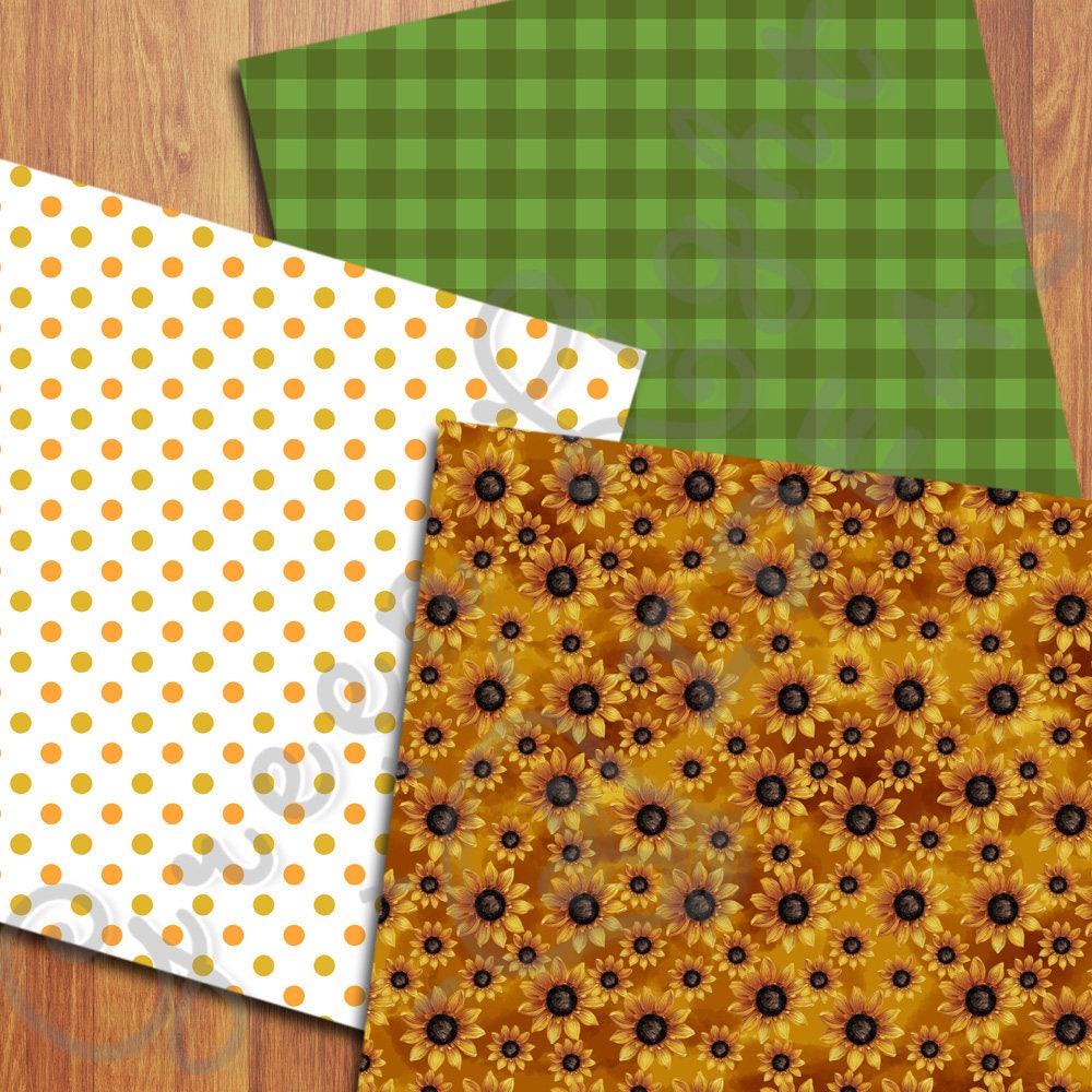 Sunflowers Digital Papers, Vintage Flowers Scrapbook Papers, Spring ...