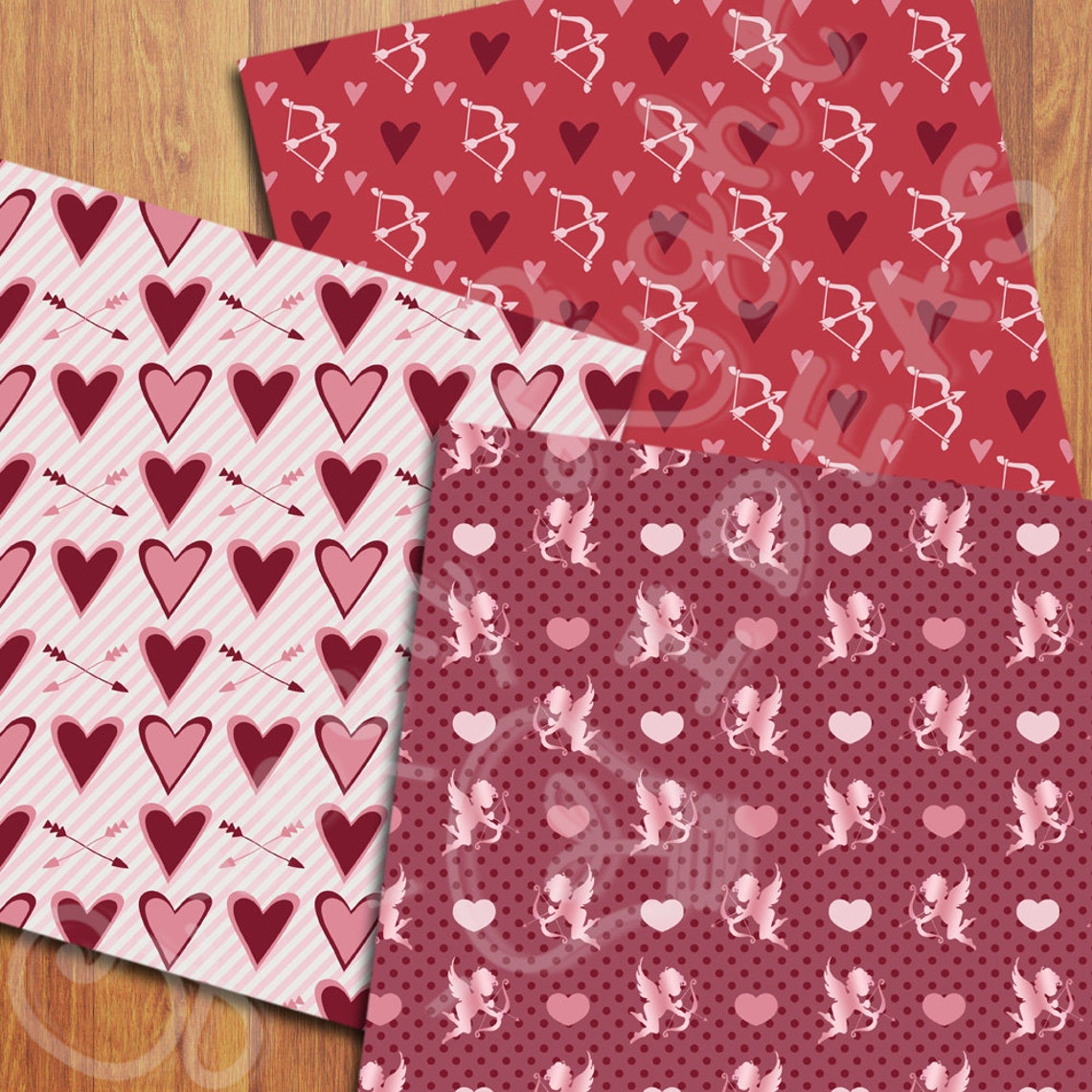 Valentine Digital Paper Pack, Love Printable Paper, Commercial Use ...