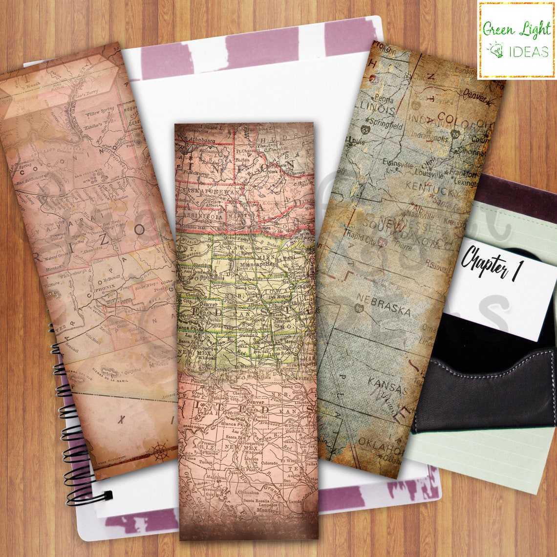 Printable Bookmarks, Vintage Maps Bookmarks, Digital Bookmark, Digital ...