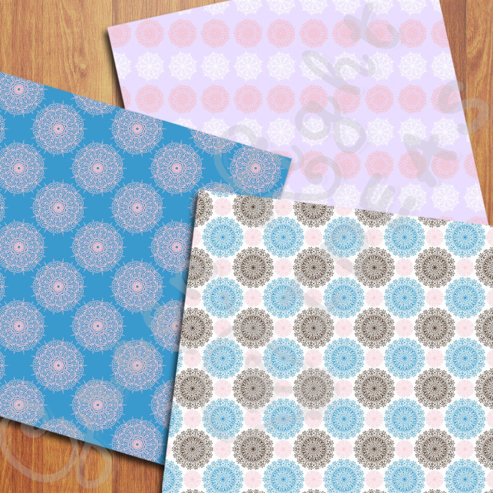 Boho Mandalas Digital Papers, Boho Papers, Mandala Digital Scrapbook ...