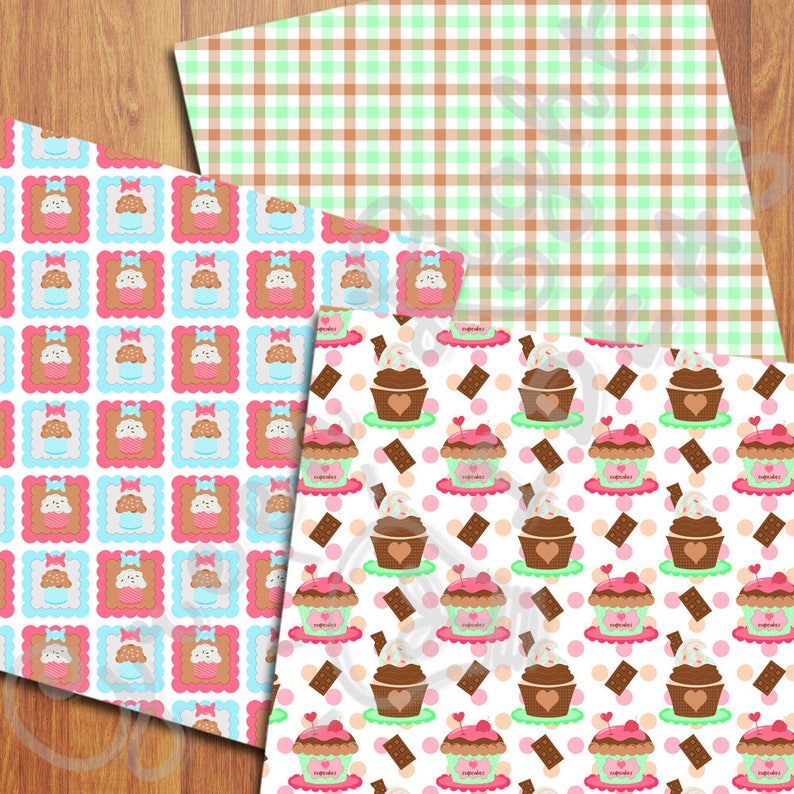 Cupcakes Digital Papers, Cupcake Backgrounds, Cupcake Patterns ...