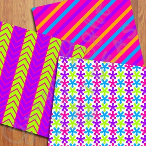 Bright Neon Party Digital Paper Pack, Neon Digital Papers, Party ...