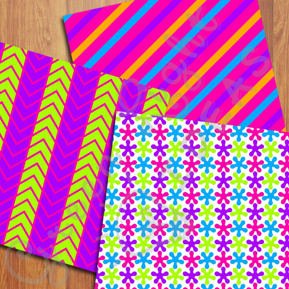 Bright Neon Party Digital Paper Pack, Neon Digital Papers, Party ...