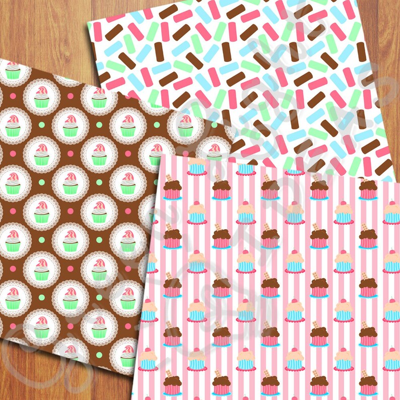 Cupcakes Digital Papers, Cupcake Backgrounds, Cupcake Patterns ...