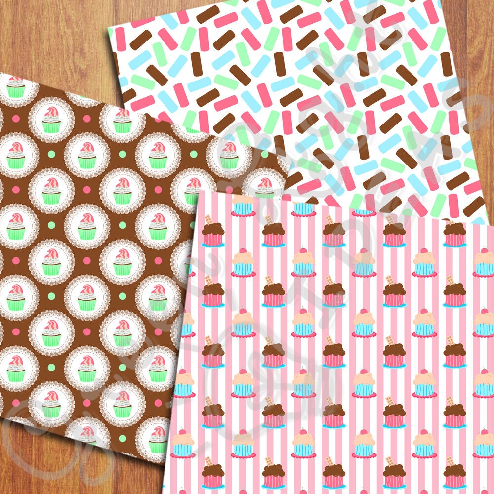 Cupcakes Digital Papers, Cupcake Backgrounds, Cupcake Patterns ...