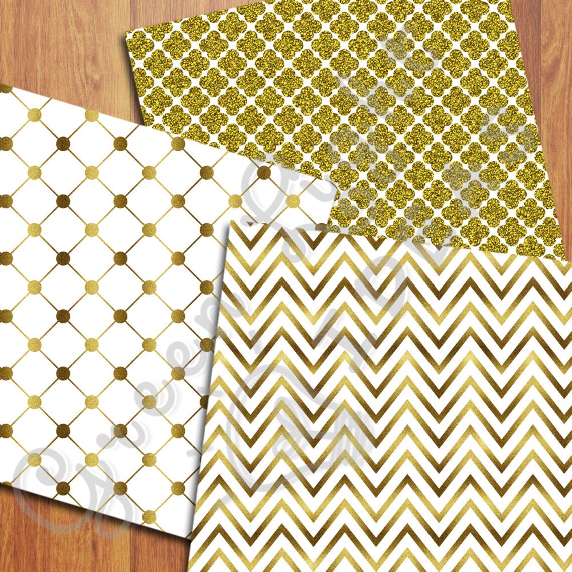 Gold and White Digital Paper, Bridal Scrapbook Paper, Gold Wedding ...