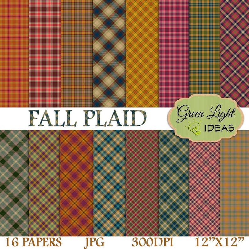 Fall Plaid Digital Papers, Autumn Digital Papers, Thanksgiving Digital ...