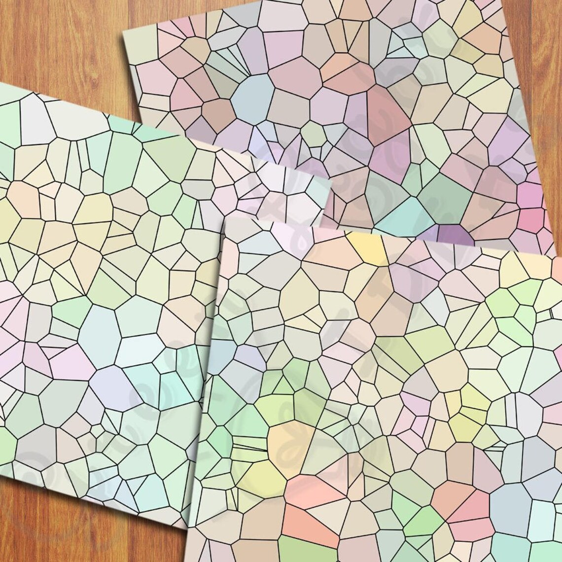 Pastel Mosaic Digital Papers, Stained Glass Digital Papers, Mosaic ...