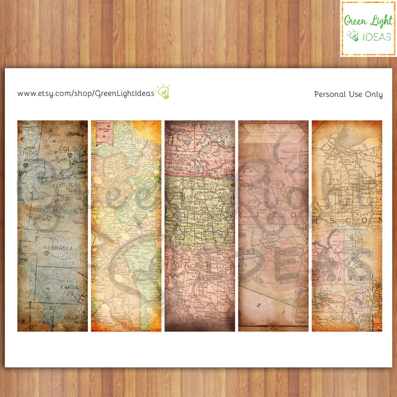 Printable Bookmarks, Vintage Maps Bookmarks, Digital Bookmark, Digital ...
