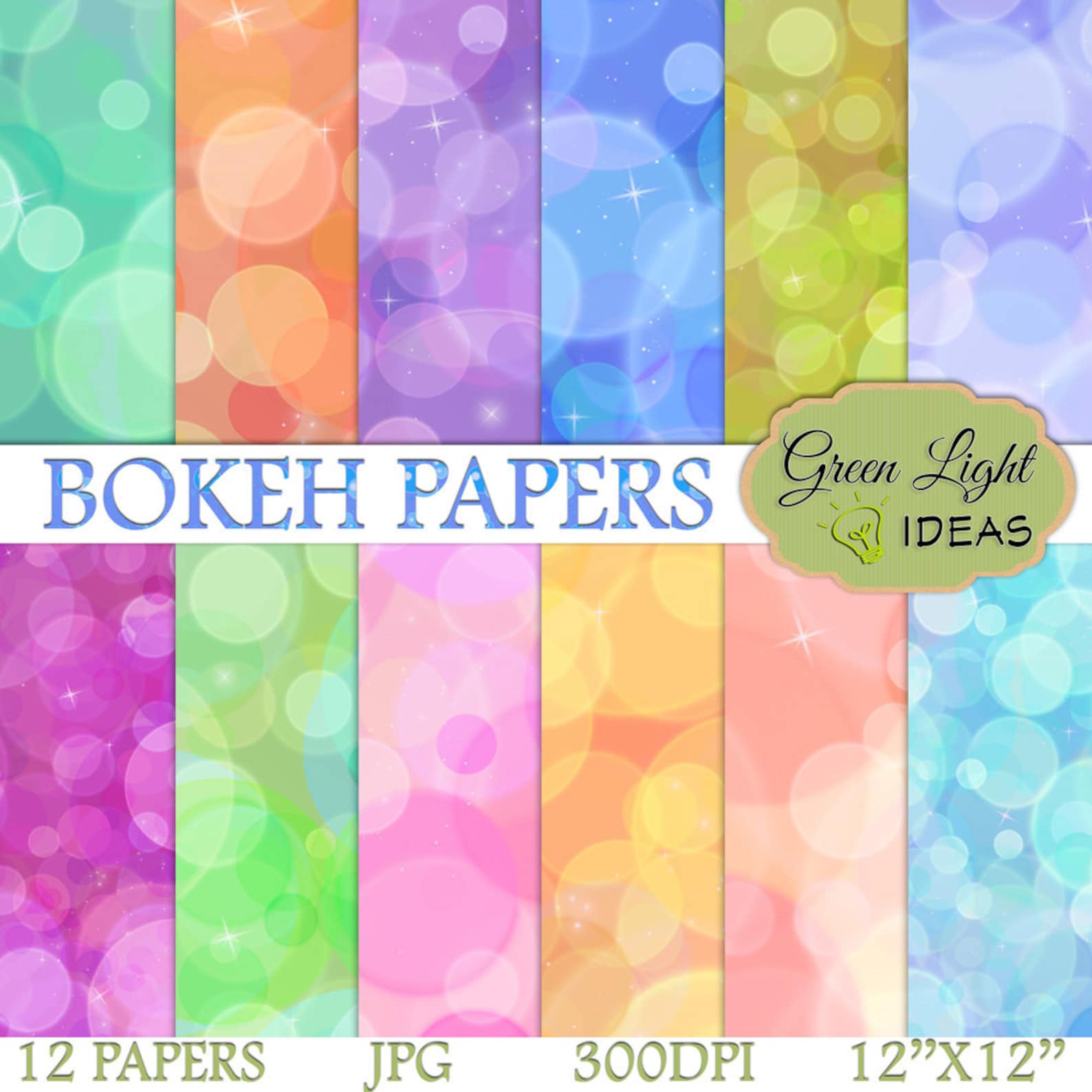 Bokeh Digital Paper, Party Printable Paper, Bokeh Backdrops, Commercial ...