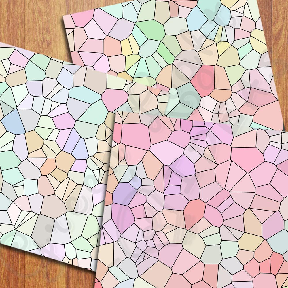 Pastel Mosaic Digital Papers, Stained Glass Digital Papers, Mosaic ...