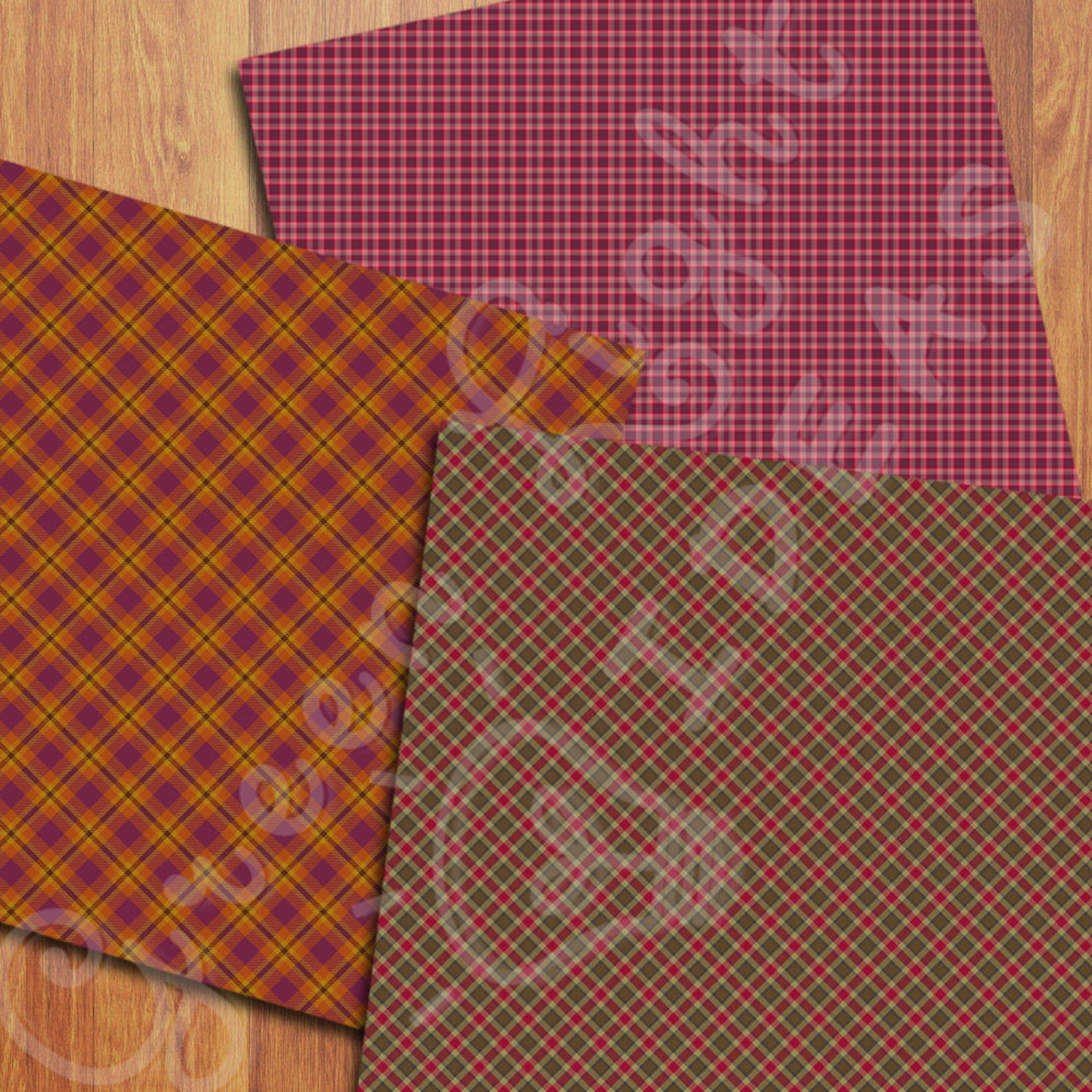 Fall Plaid Digital Papers Autumn Digital Papers Thanksgiving - Etsy