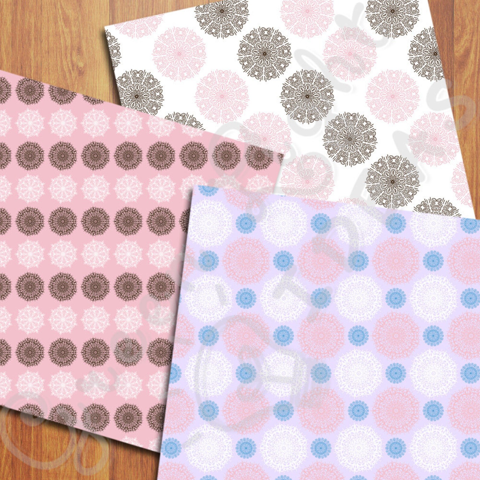 Boho Mandalas Digital Papers, Boho Papers, Mandala Digital Scrapbook ...