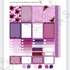 Purple Floral Printable Planner Sticker Happy Planner Floral - Etsy