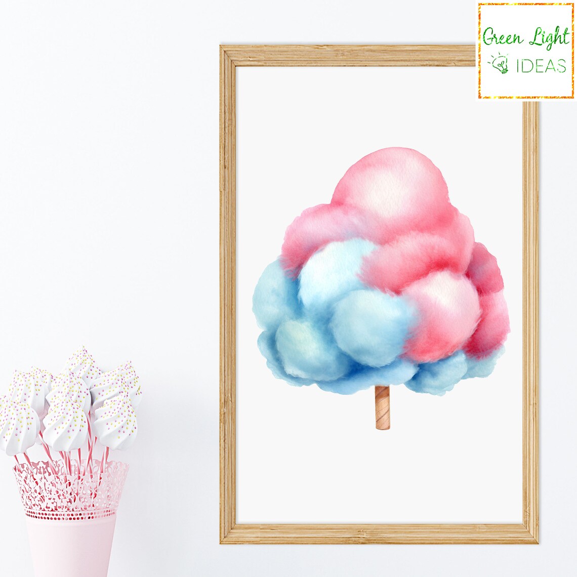 Cotton Candy Clipart, Watercolor Desserts Food Illustrations, Birthday ...