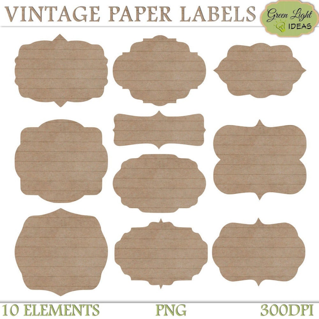 Vintage Paper Labels Clipart, Digital Labels Vintage, Printable Frames ...