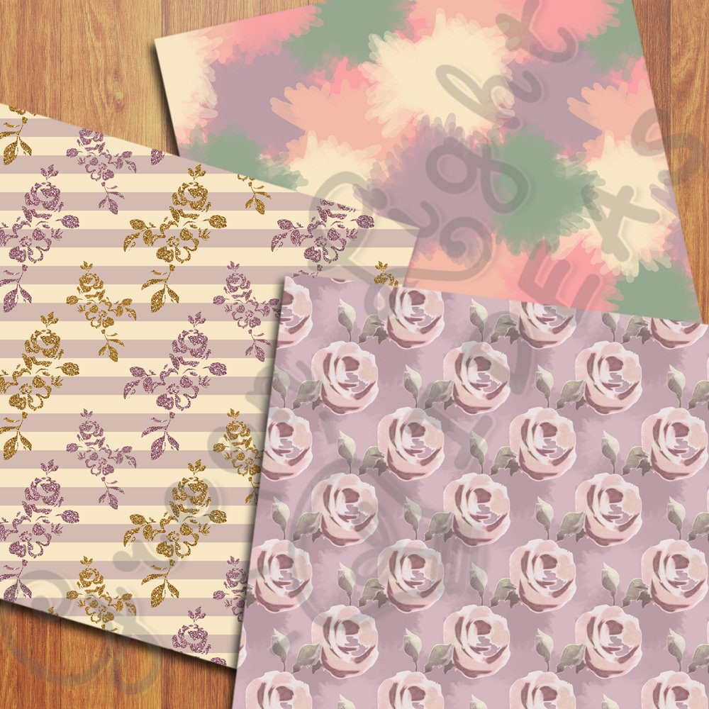 Country Flowers Digital Papers, Shabby Scrapbook Papers, Floral ...