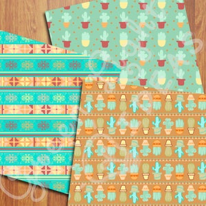 Cactus Digital Paper, Cacti Scrapbook Papers, Mexican Printable Papers ...