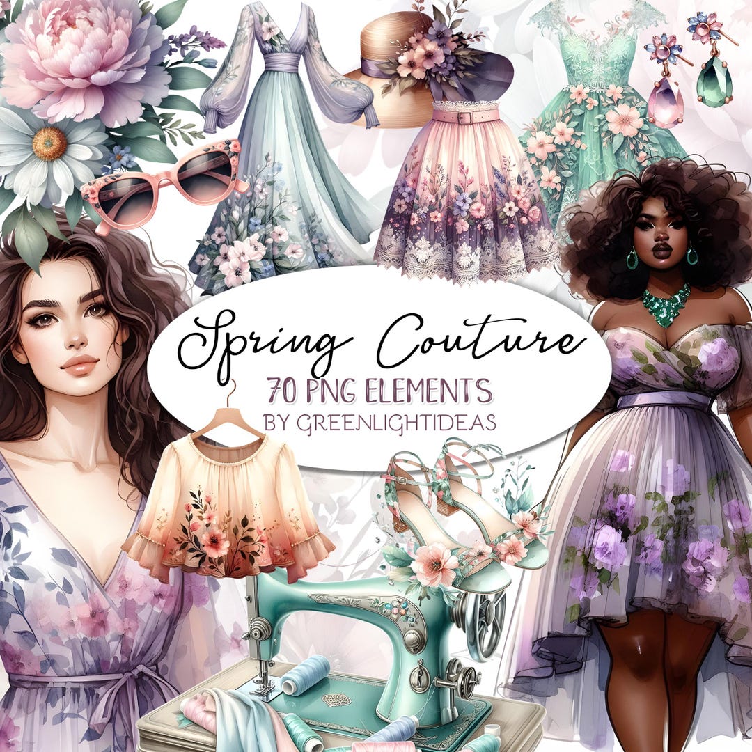 Spring Couture Clipart, Spring Fashion Girl Illustrations, Spring ...