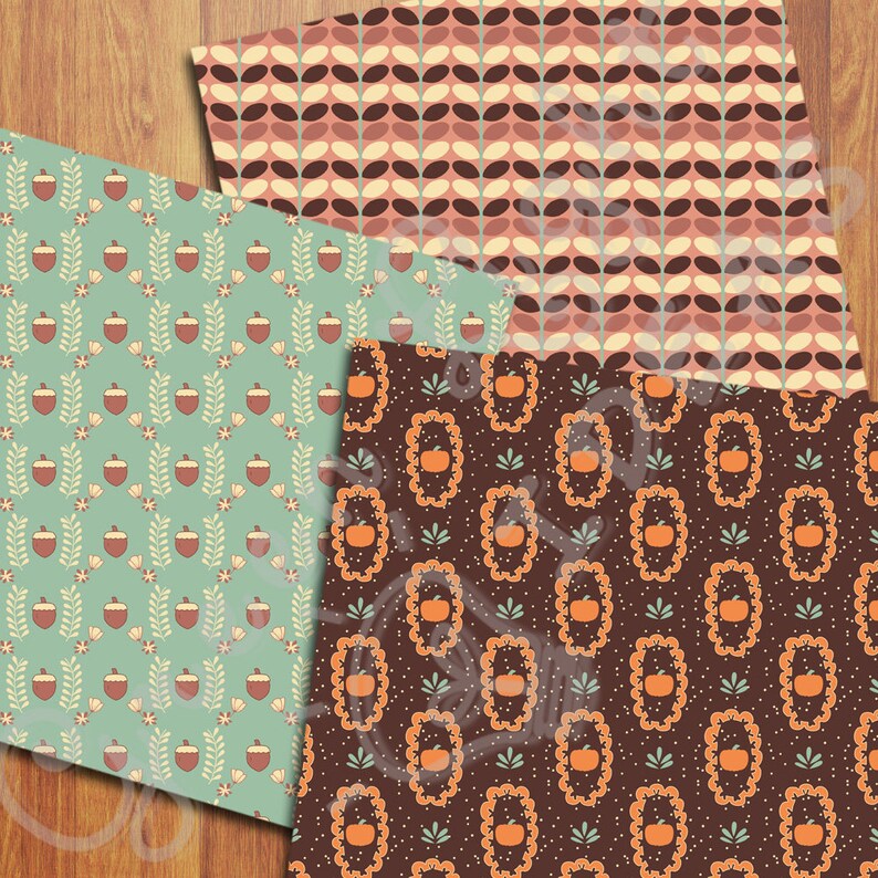 Fall Digital Papers, Fall Scrapbook Papers, Autumn Digital Papers ...