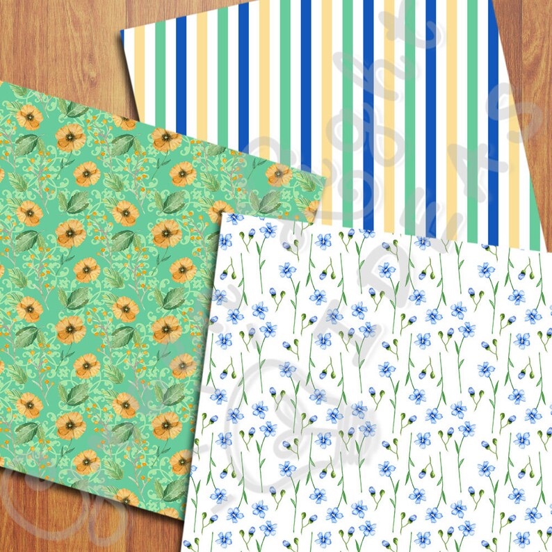 Watercolor Floral Scrapbook Paper, Floral Digital Papers, Watercolor ...