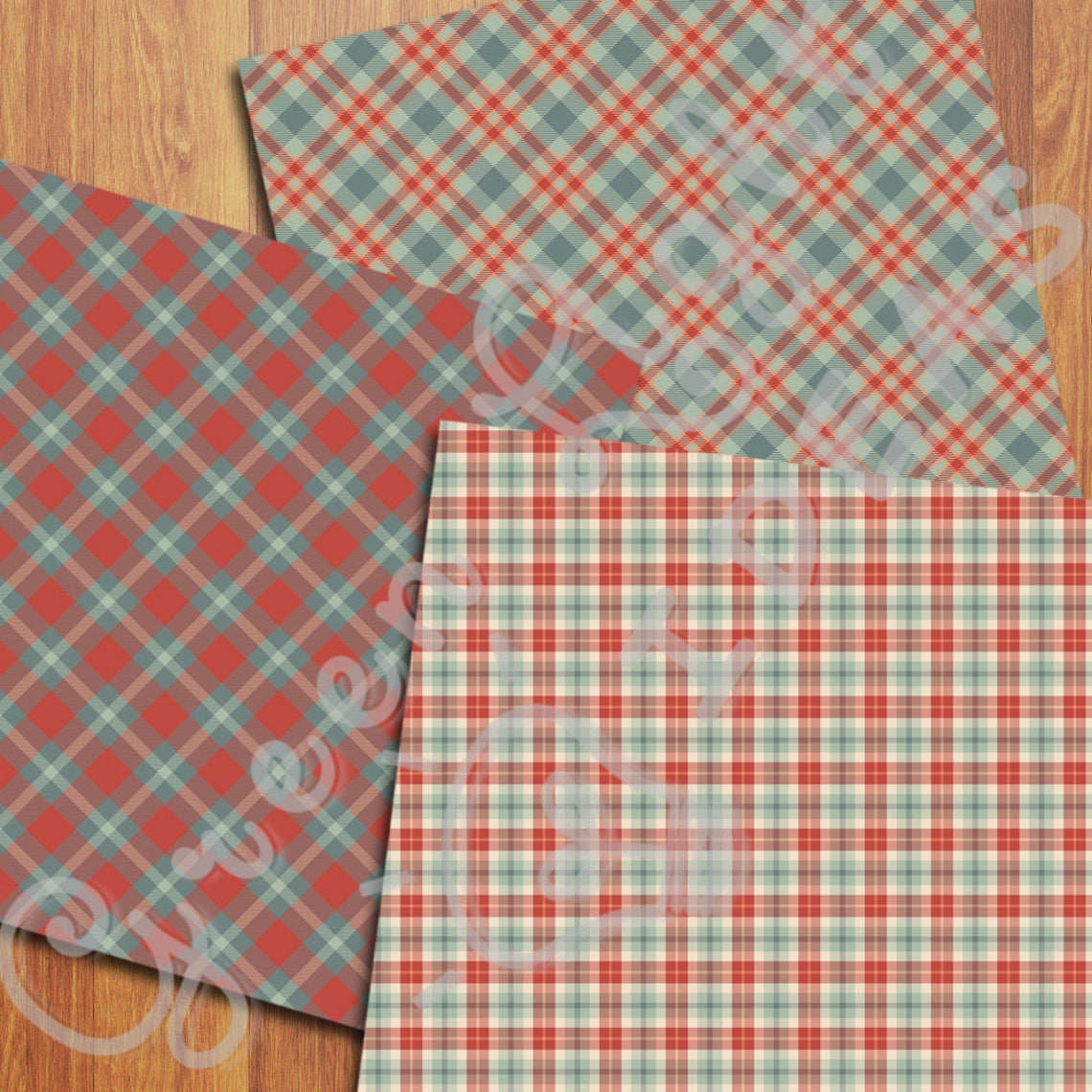 Christmas Plaid Digital Paper, Holiday Digital Papers, Plaid ...